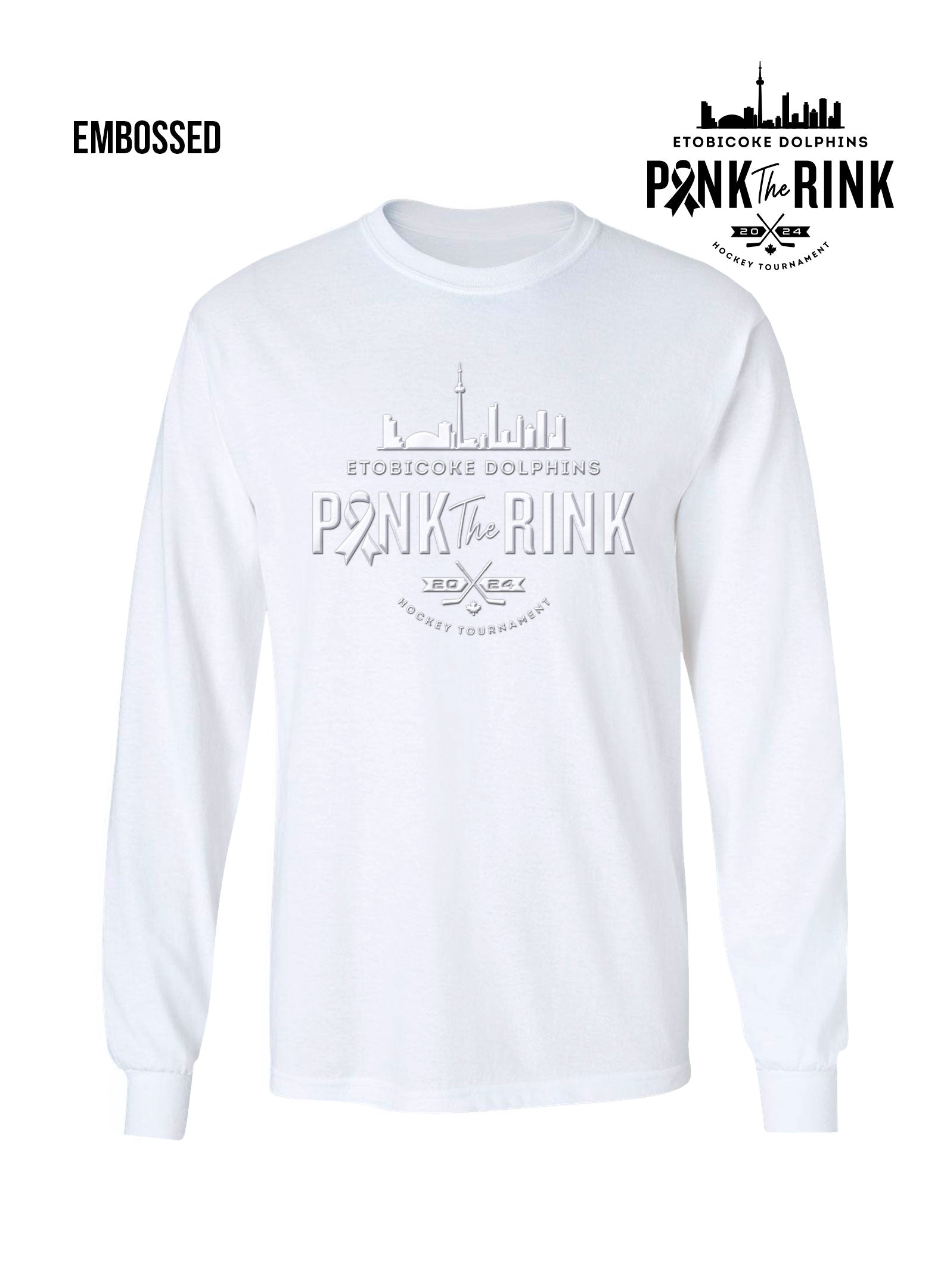 Embossed Pink the Rink White Long Sleeve Tee – MyPopUpCo